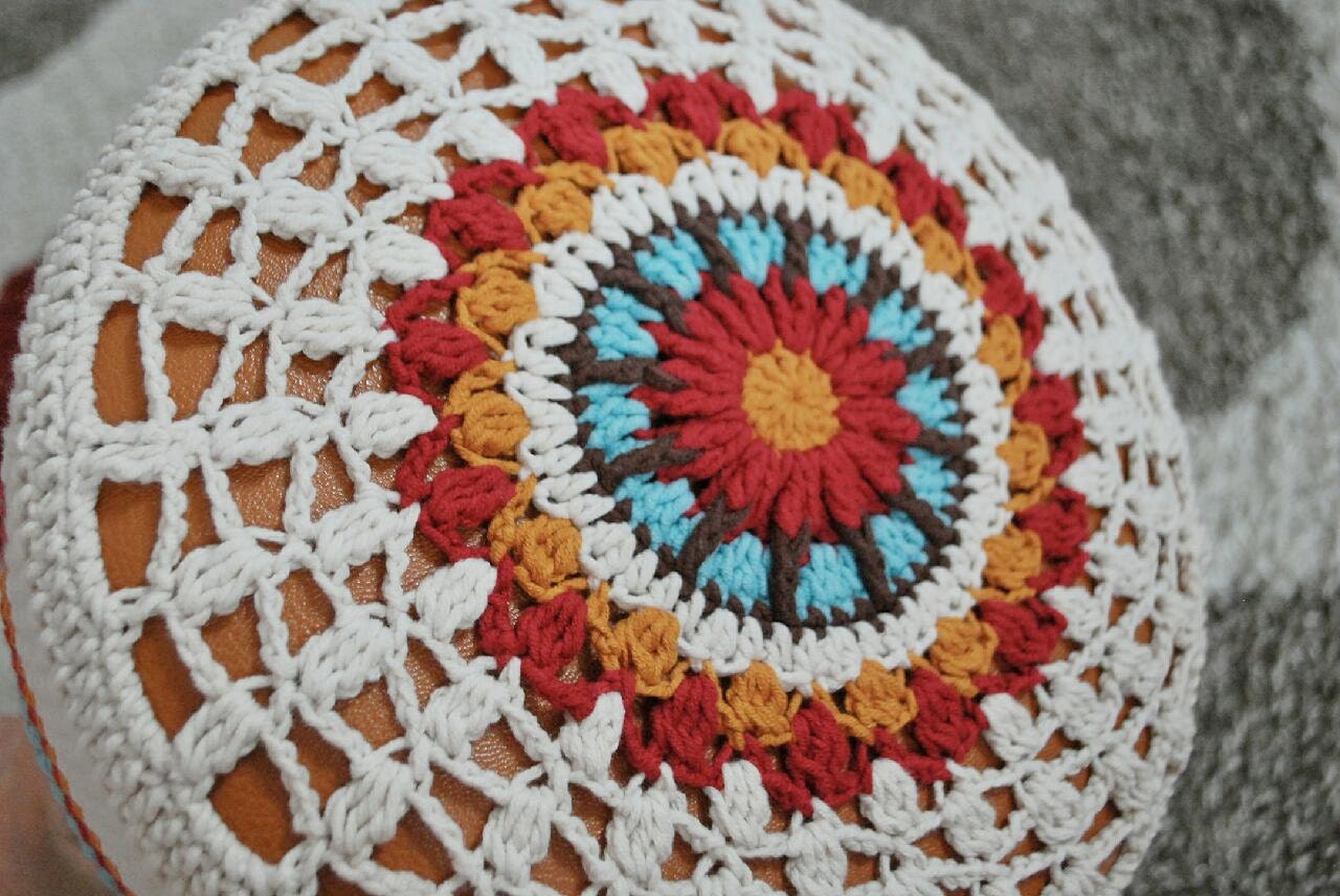 Crochet stool Round crochet stool cover colorful crochet | Etsy