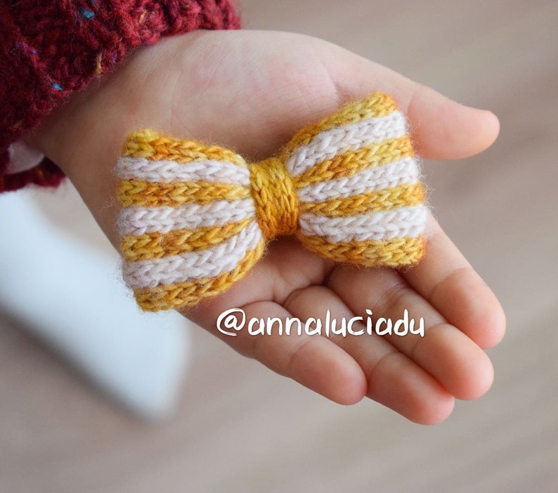 Knit 2 Color Bow Knitting Hair Accessories Knit Streep Bow | Etsy