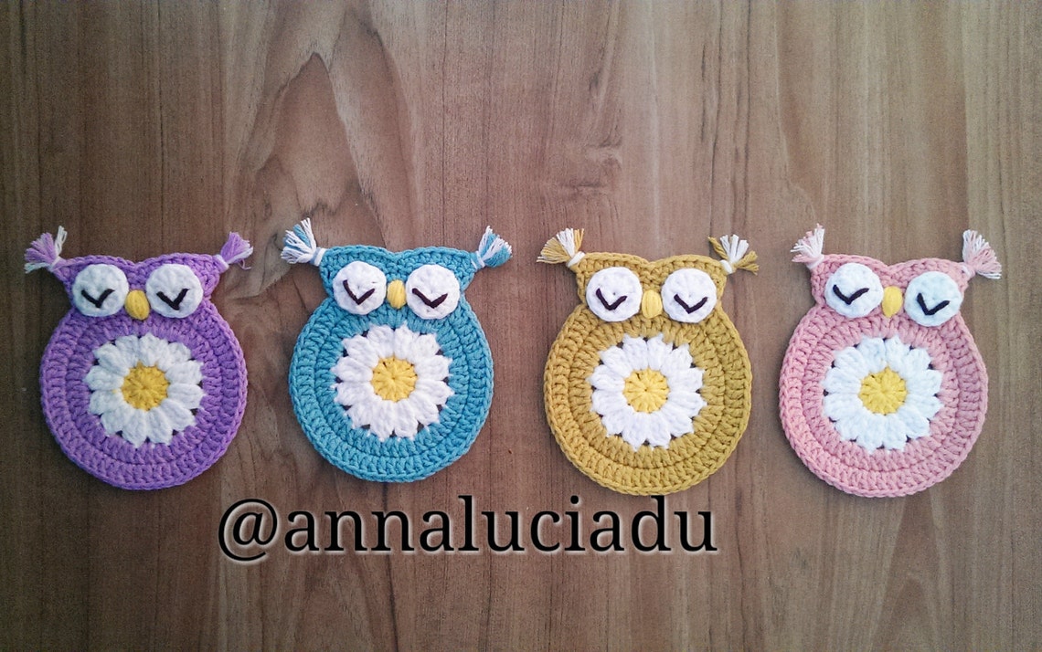 Crochet Cute Owl Coaster PATTERN - INSTANT DOWNLOAD - Etsy