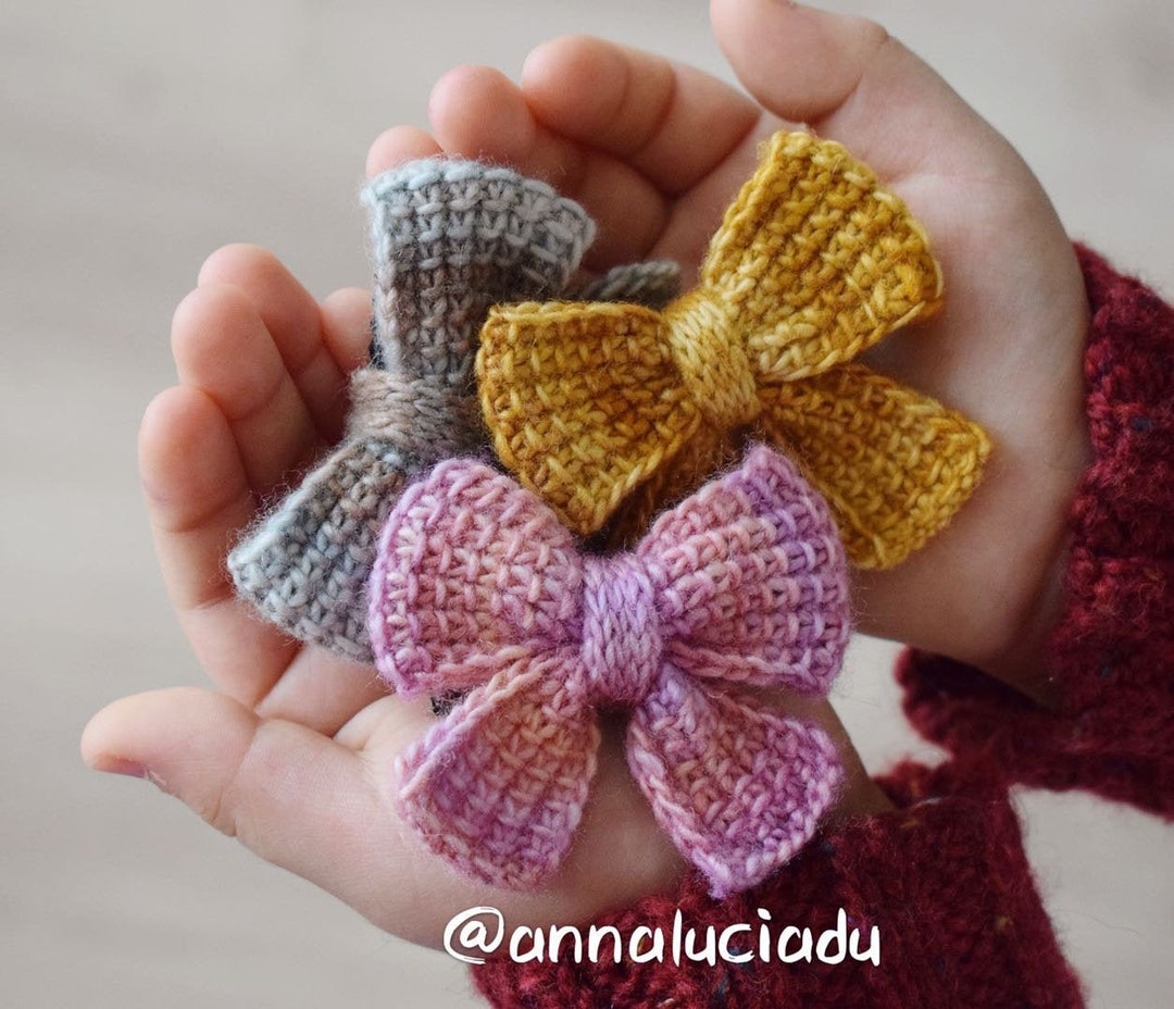 Knitted Bow, Knitting Hair Accessories, Girls Bow, Bow Tie, Handmade ...
