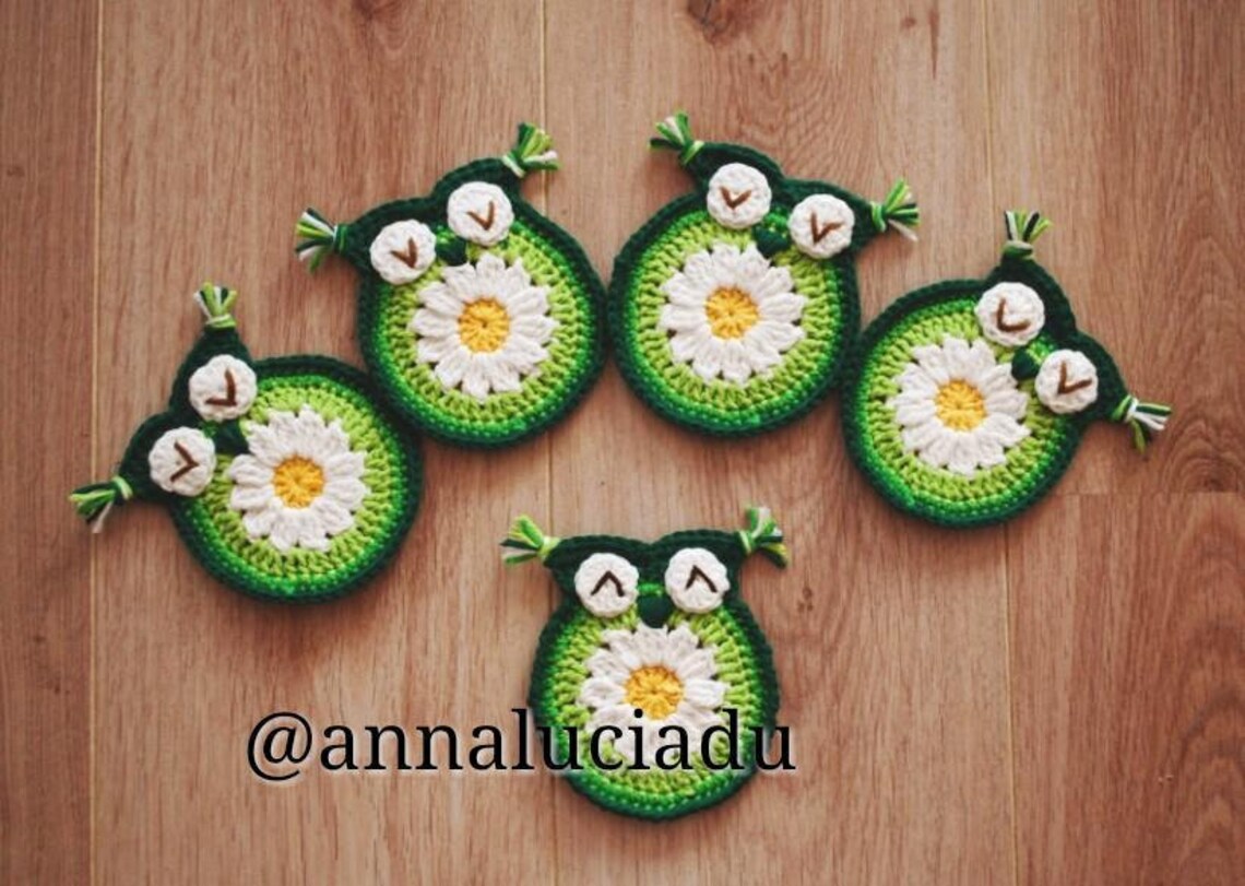 Crochet Daisy Owl Coaster Pattern (PDF PATTERN) - Etsy