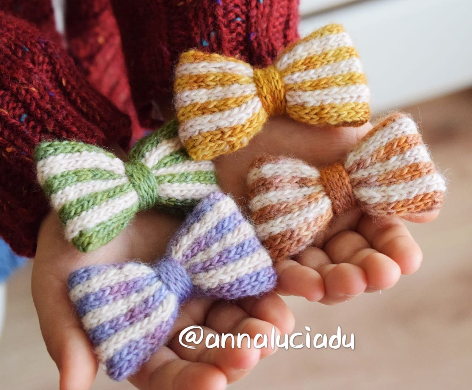 Knit 2 color bow knitting hair accessories knit streep bow | Etsy