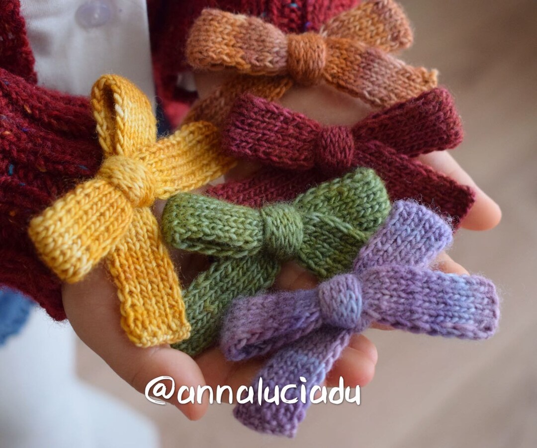 Knitted Bow, Knitting Hair Accessories, Girls Bow, Bow Tie, Handmade ...