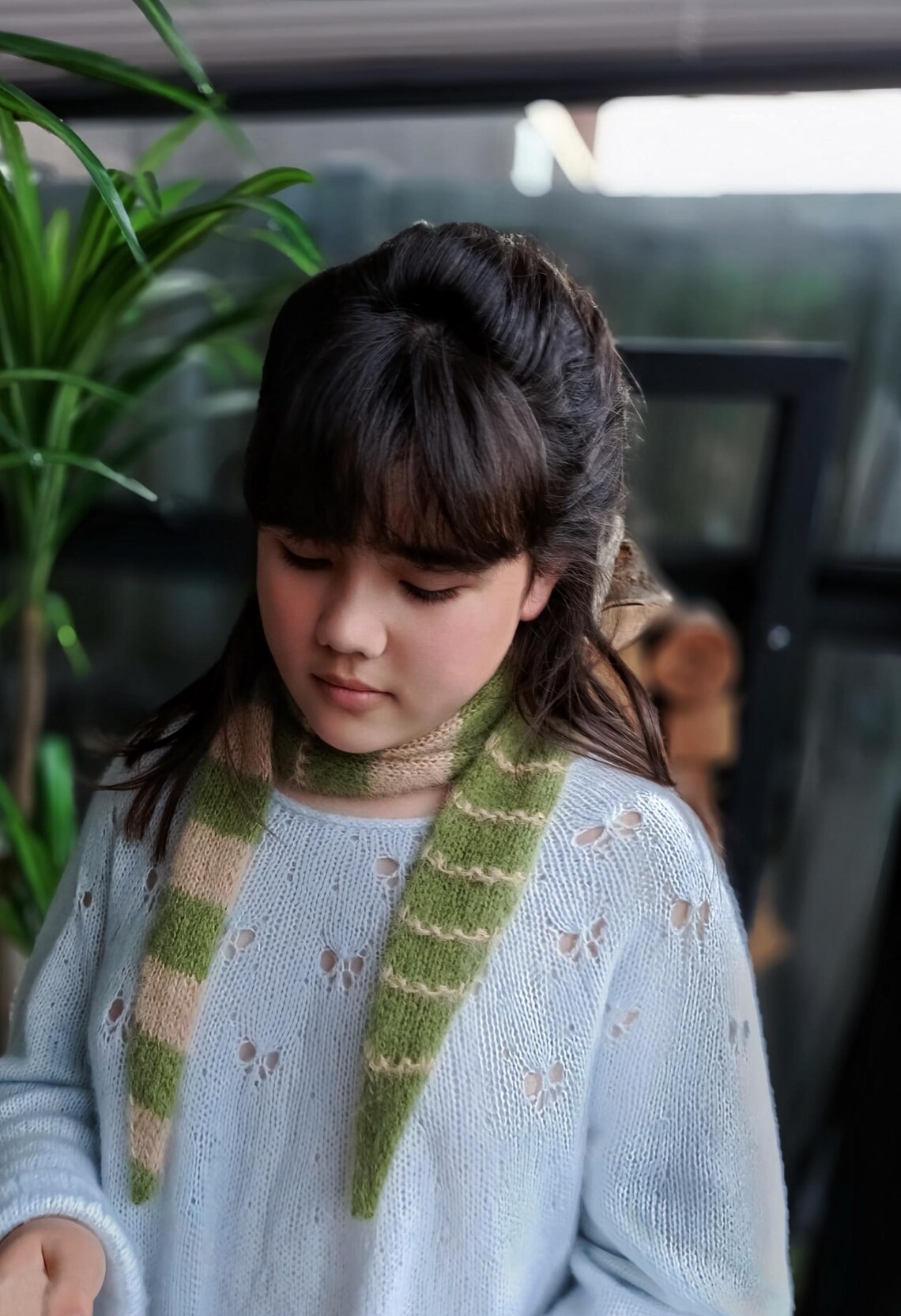 Anna's Bubble Tea Small Scarf, Neck Tie, Suri Alpaca Silk, Knitting ...