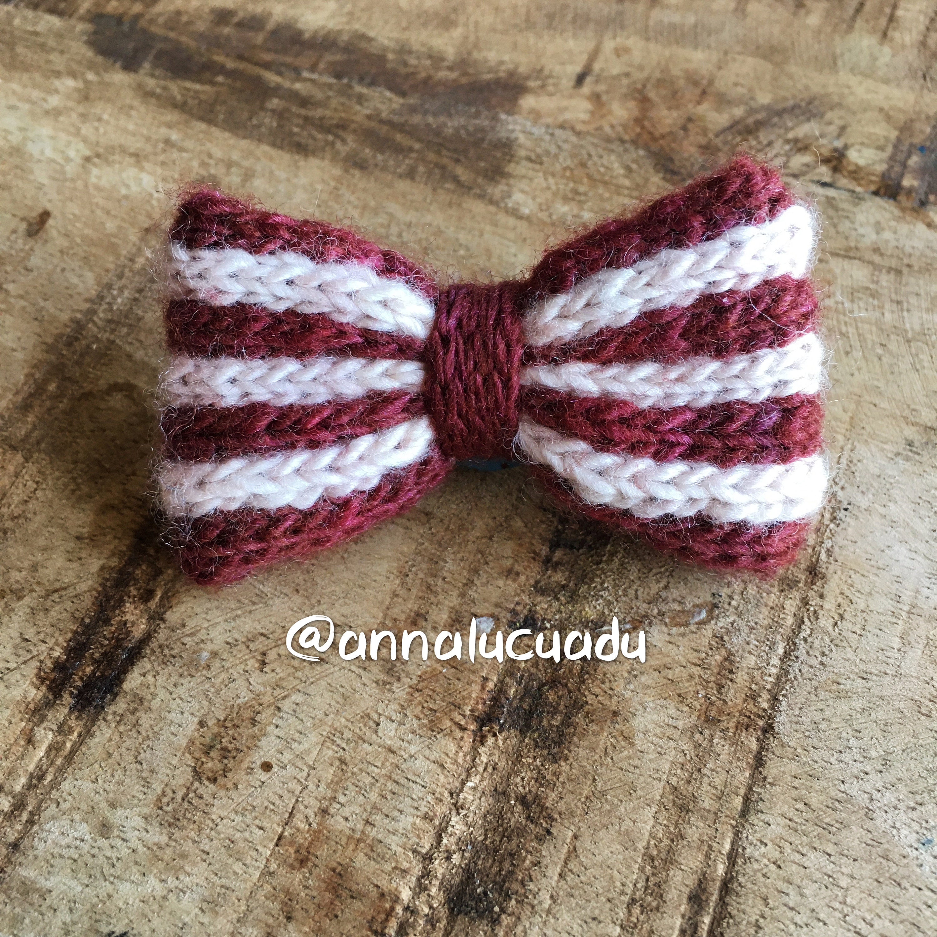 Knit 2 color bow knitting hair accessories knit streep bow | Etsy