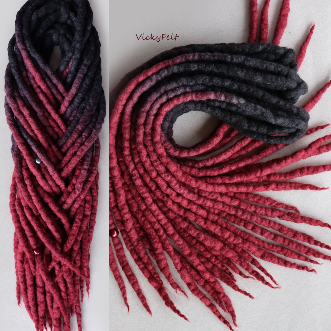 Wool Dreads Dreadlocks Extensions 15-60 DE Ombre Black to Mahogany ...