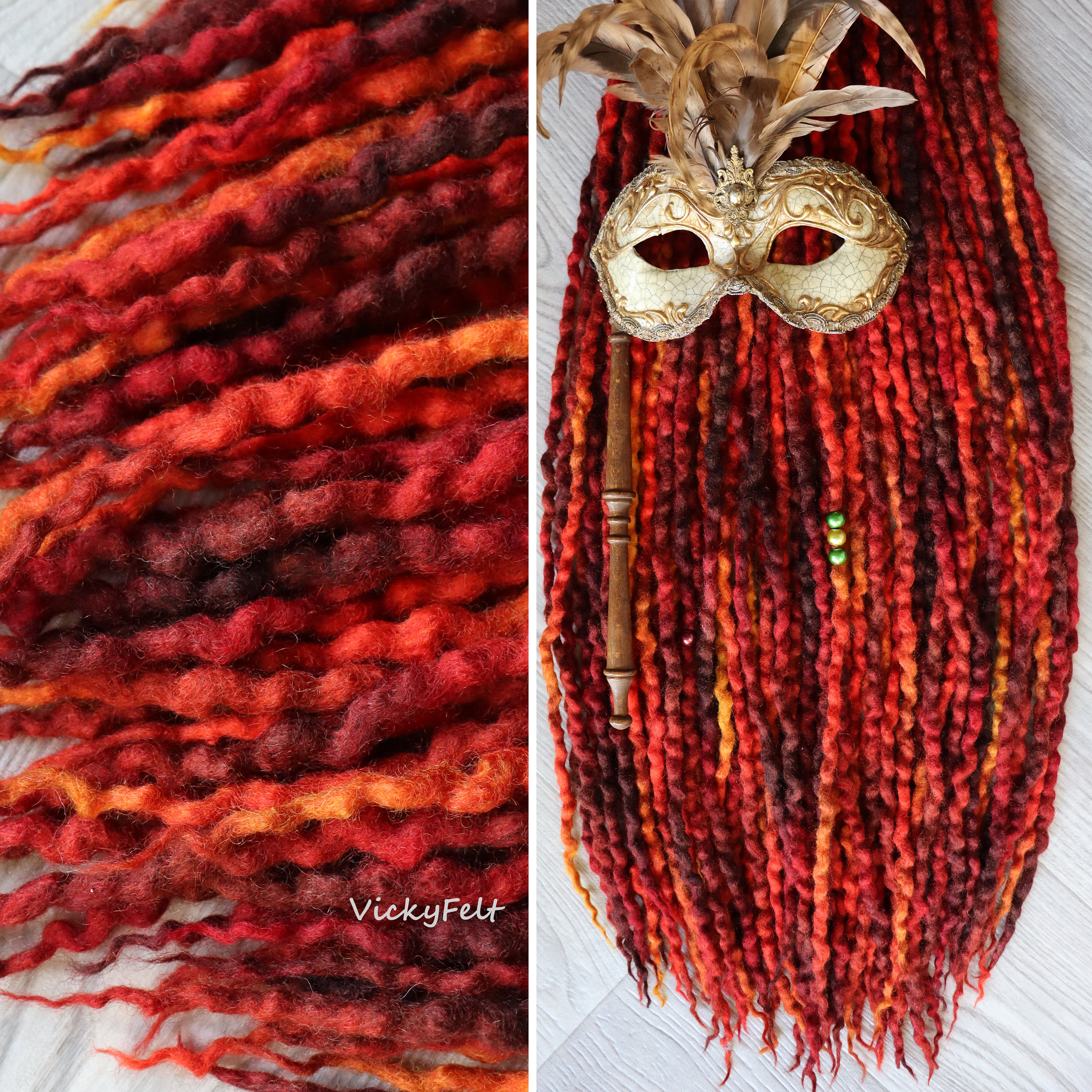 Wool Dreads FLAME 10 DE to Full Set Dreadlocks Extensions Ombre Ocher ...