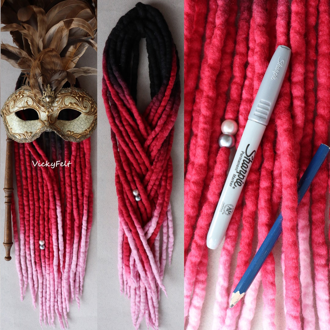 Wool Red Dreads 15 DE to Full Set Dreadlocks Extensions 14 to 32 Inches ...