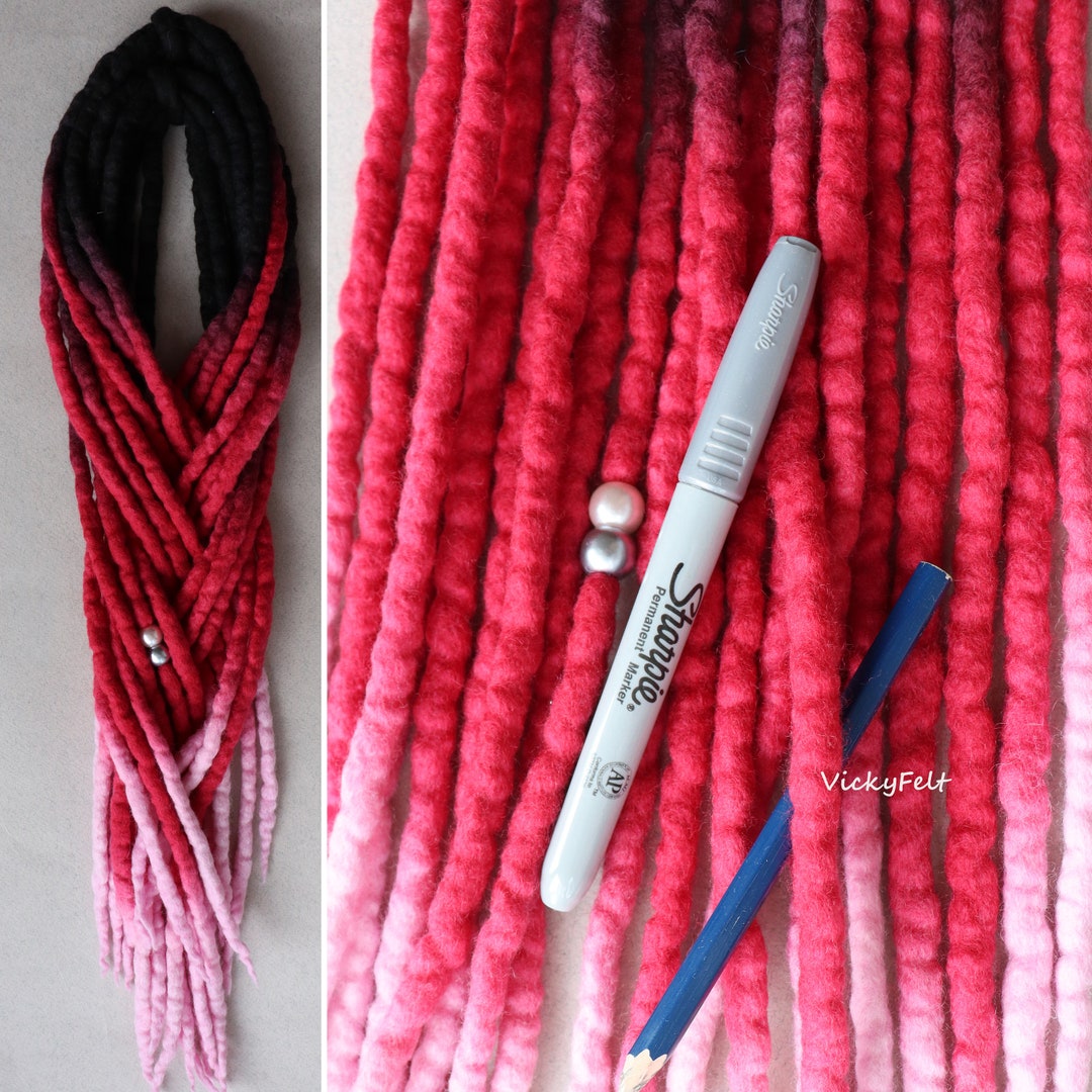 Wool Red Dreads 15 DE to Full Set Dreadlocks Extensions 14 to 32 Inches ...