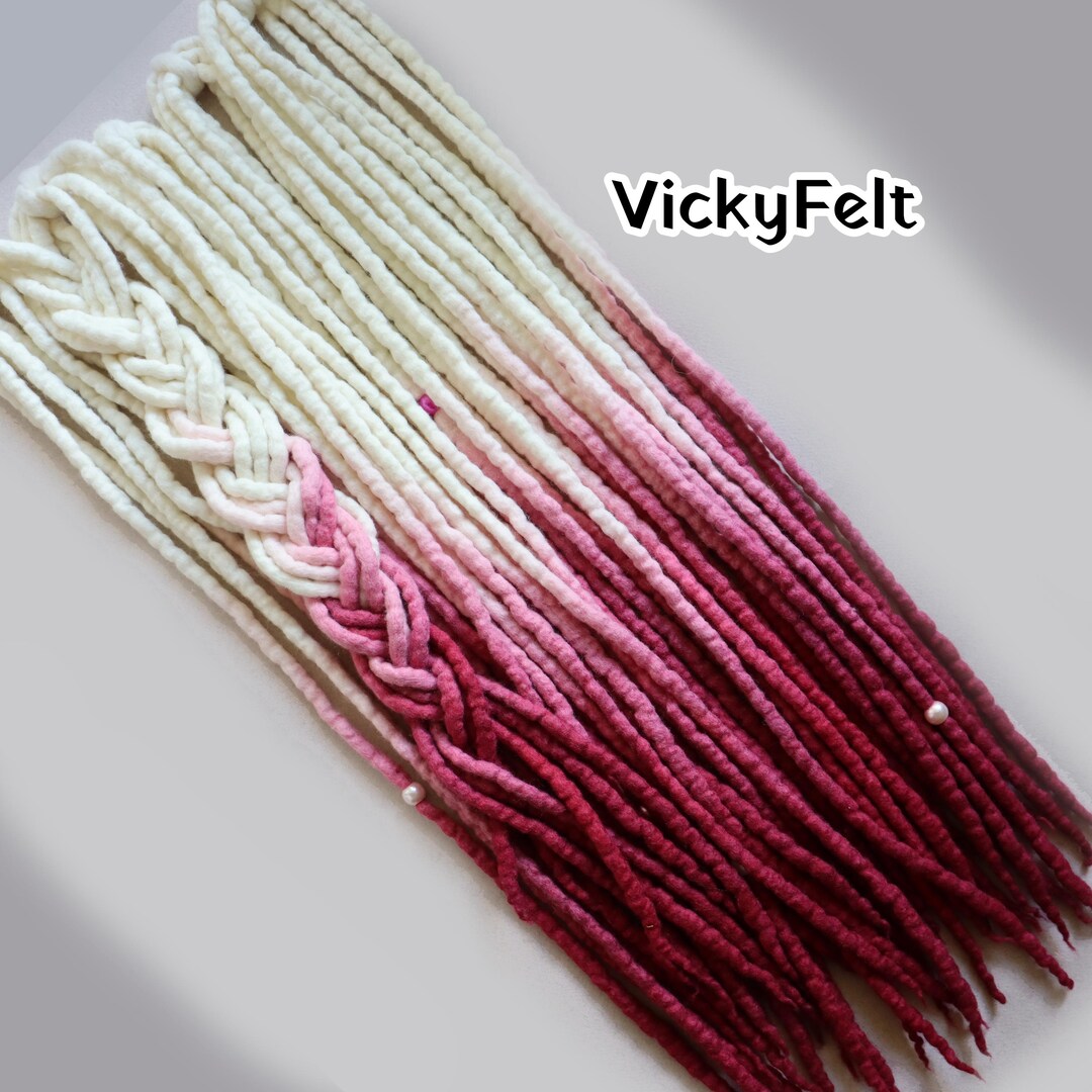 Ombre Wool Dreadlocks: White to Maroon Double Ended Dreads - 15DE to ...