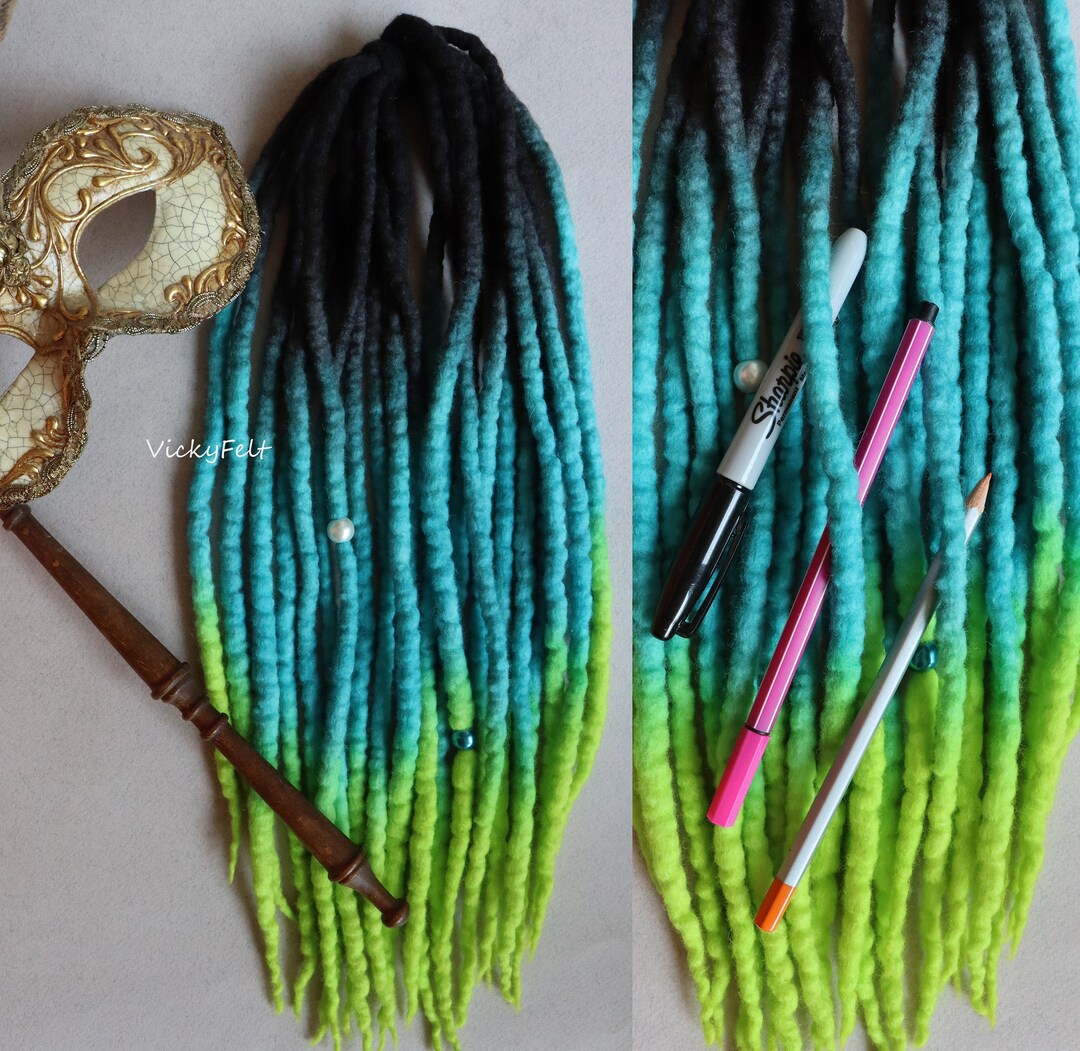 Wool Dreads Extensions 15 DE to Full Set Dreadlocks Mermaid 14-32 Inch ...
