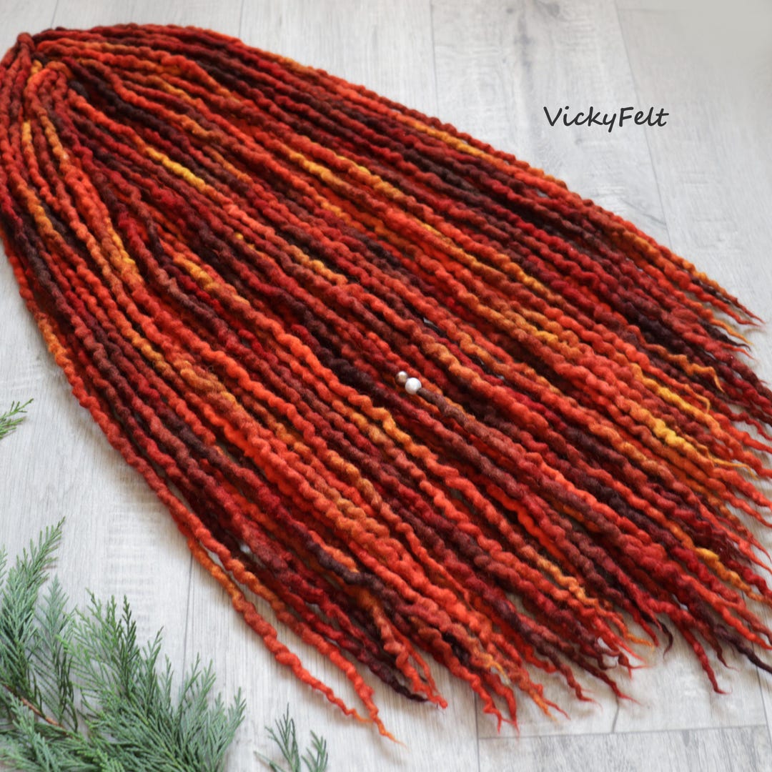 Wool Dreads FLAME 10 DE to Full Set Dreadlocks Extensions Ombre Ocher ...