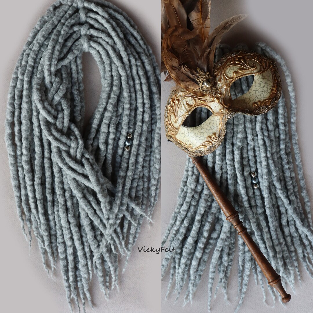 Wool Dreads Grey Gray Dreadlocks 10 to 60 DE Wool Dreads Full Set ...