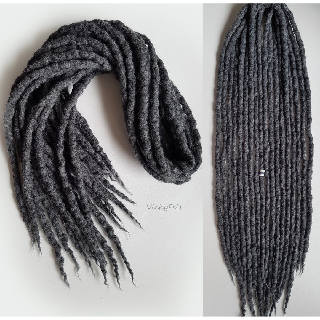Wool Dreads Dreadlocks Double Ended Gray 10 DE to Ful Set Gray Wool 14 ...