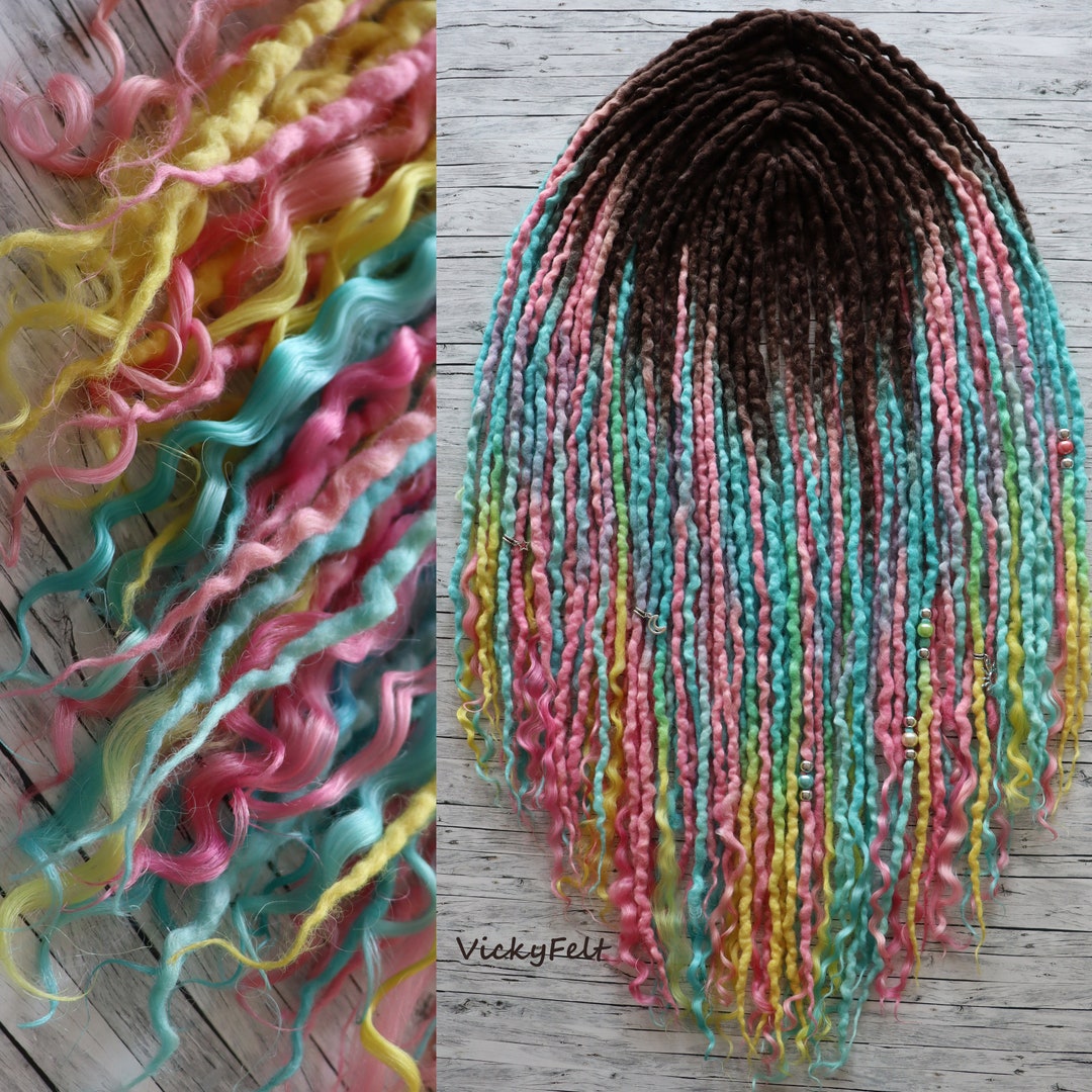 23-27 20/40 DE Wool Dreads Fall Set Dreadlocks Extensions Ombre ...