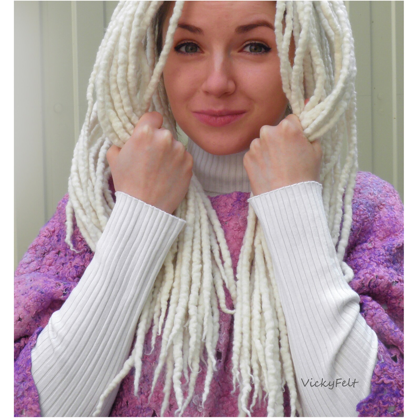 DE Wool Dreads Dreadlocks Double Ended Full Set Milk White | Etsy