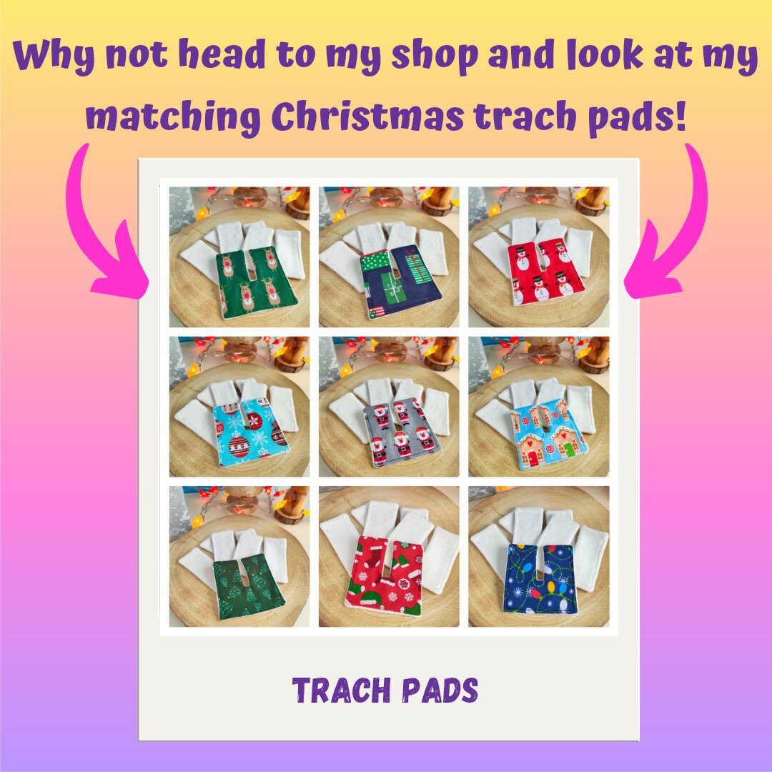 Festive Reusable Tracheostomy Pads - Antibacterial Bamboo Fleece Trach ...