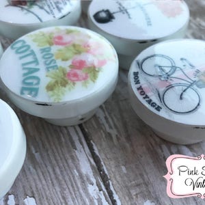 Kitchen Cabinet Knobs SHABBY CHIC Drawer Knobs Handmade Pulls Paris France Rose Cottage French ...