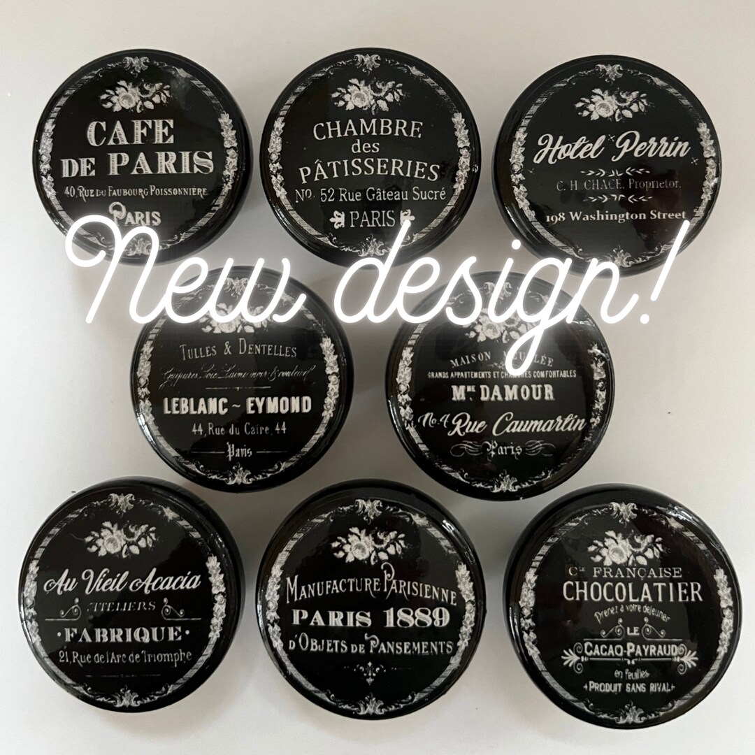 Black Kitchen Handmade Knobs Drawer Pulls Paris Shabby Chic Chicken ...