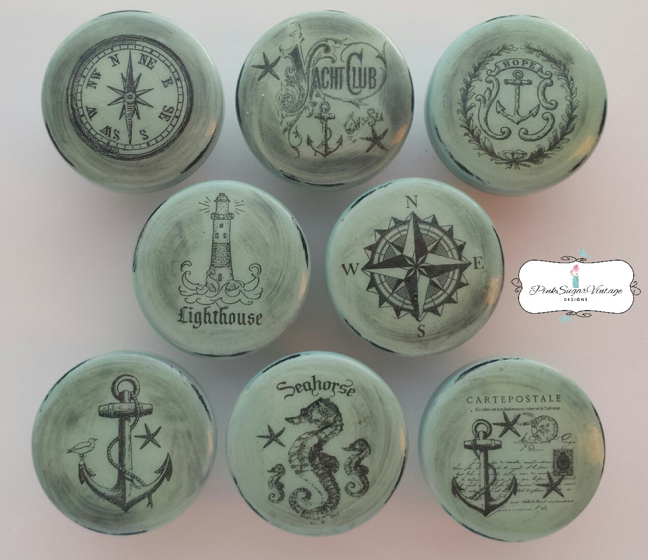 NEW NAUTICAL Knobs Drawer Pulls Vintage Shabby Chic Cottage Refinished ...