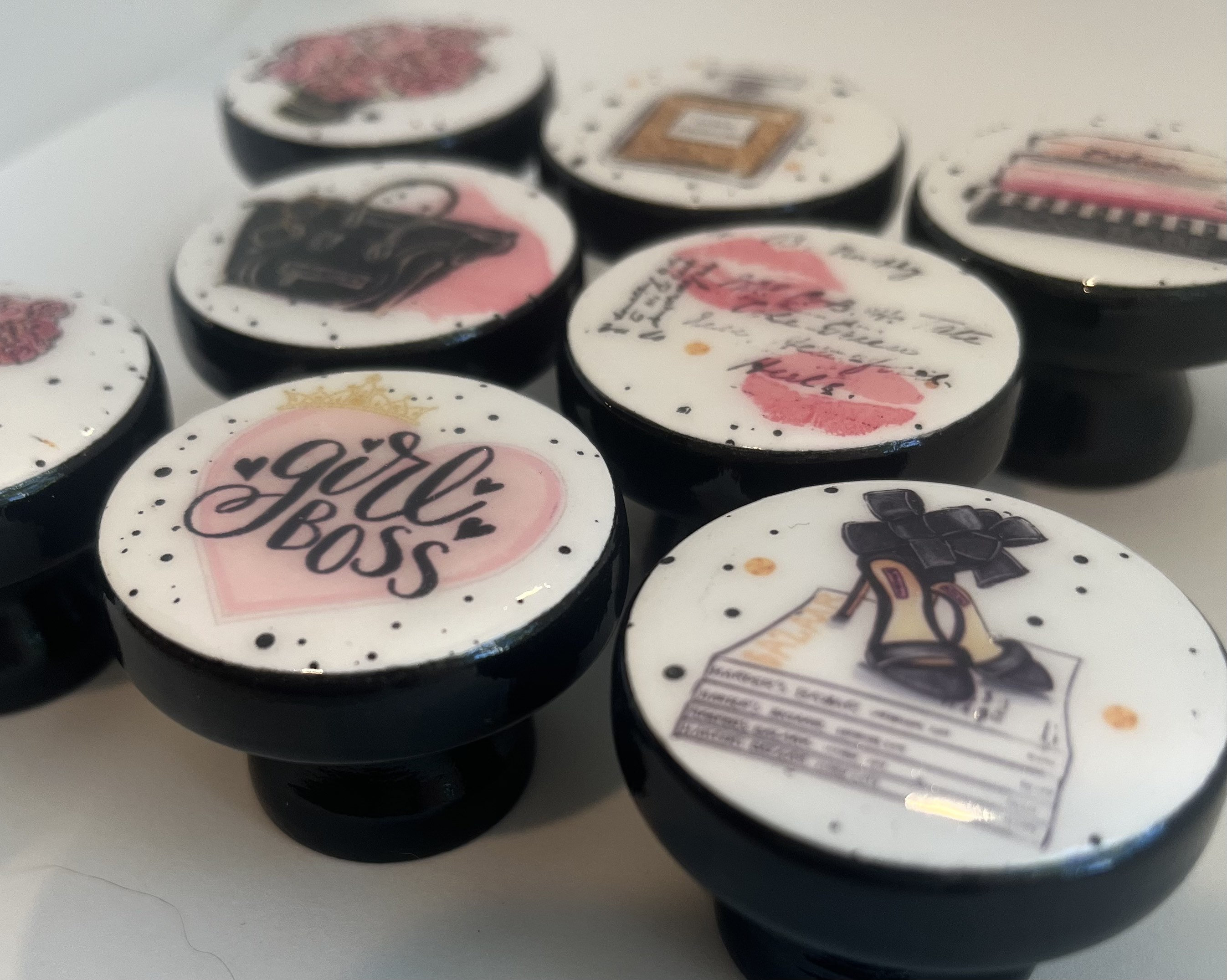 GIRL BOSS BABE Cave Knobs Office Decor Desk Dresser Makeup Table Pink ...