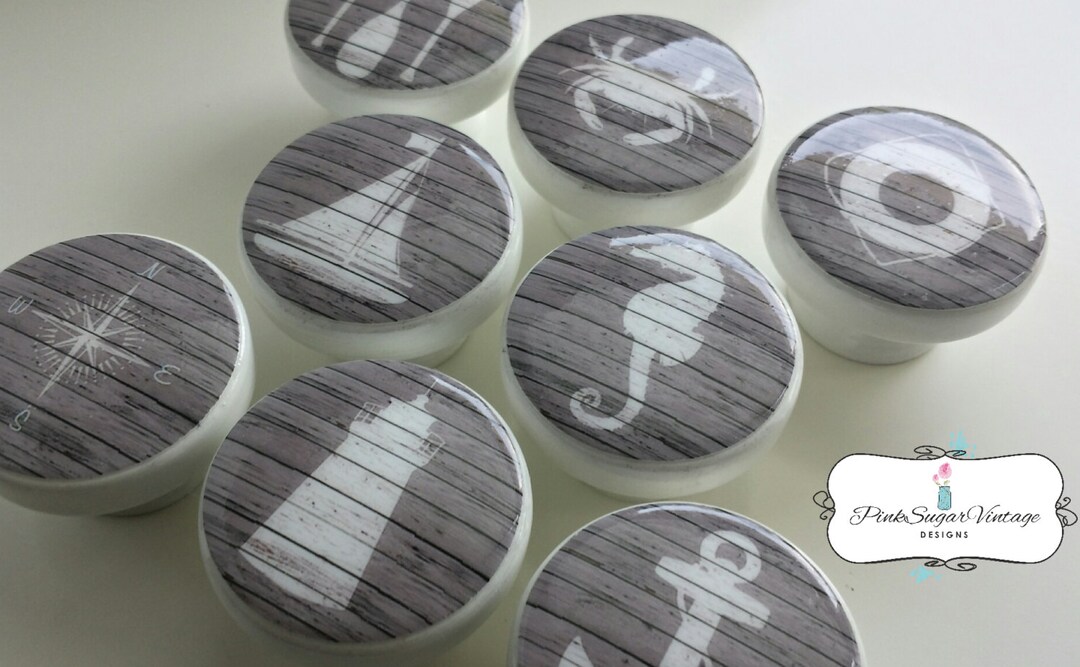 Kitchen Cabinet Knobs NAUTICAL Drawer Pulls Vintage Shabby Chic Cottage ...
