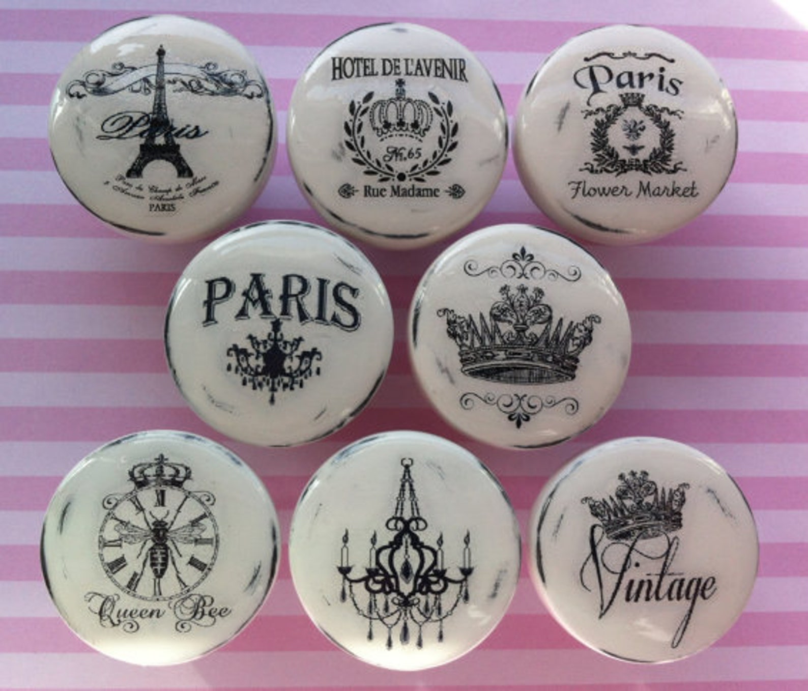 NEW Vintage Handmade Knobs Drawer Pulls Paris France Shabby - Etsy