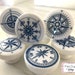 NAUTICAL COMPASS ROSE Knobs Navy Blue White Drawer Pulls Beach - Etsy