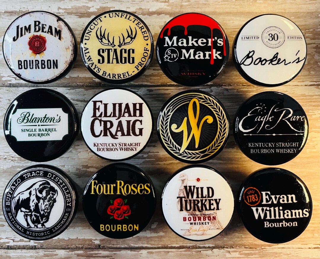 BOURBON BAR KNOBS Whiskey Kitchen Cabinet Door Drawer Pulls Wet Bar ...