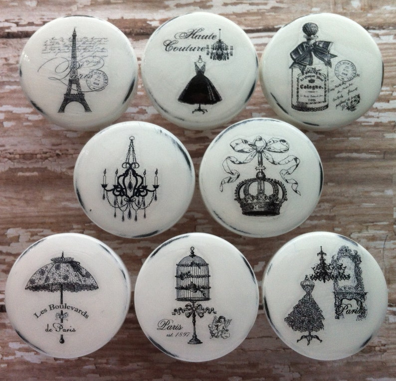 PARIS COUTURE Knobs French Vintage Dresser Drawer Handmade Pulls France ...