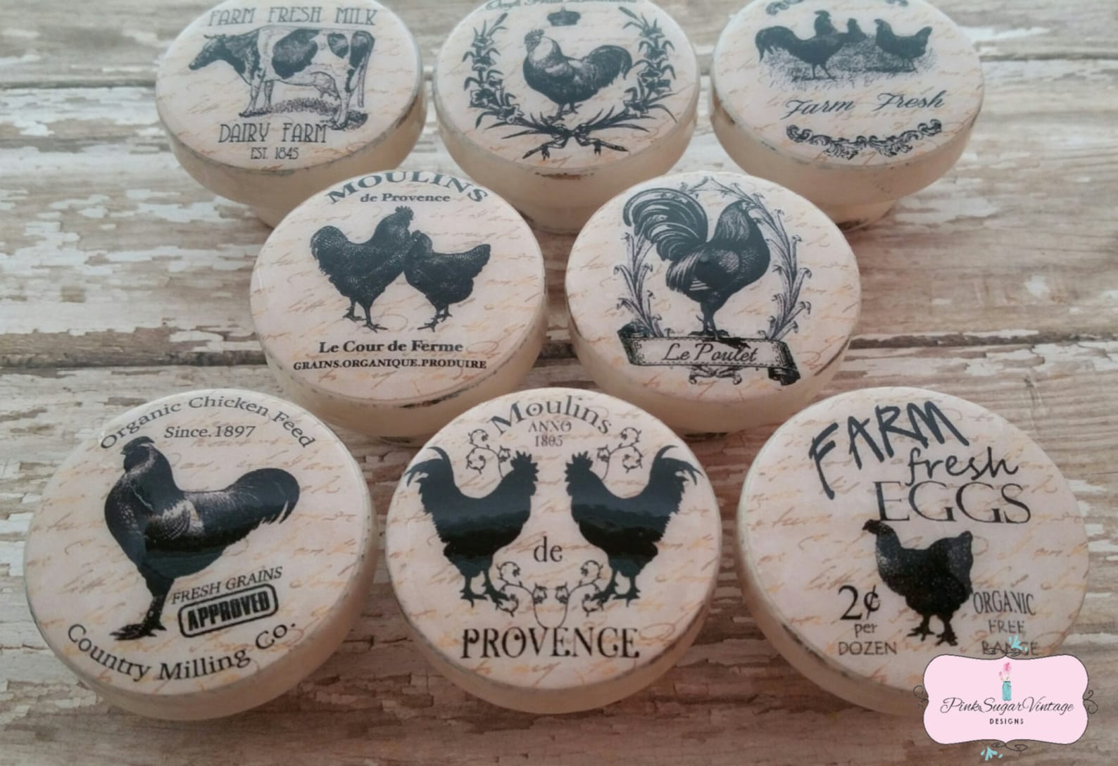 Vintage Handmade Kitchen Knobs Drawer Pulls Paris France Shabby Chic ...