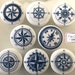 NAUTICAL COMPASS ROSE Knobs Navy Blue White Drawer Pulls Beach - Etsy