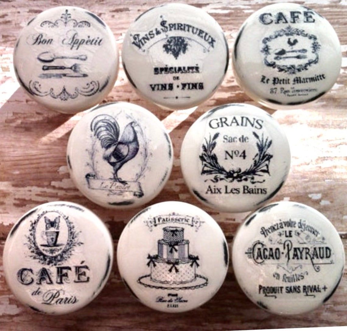 Vintage Handmade Kitchen Knobs Drawer Pulls Paris France Shabby Chic ...