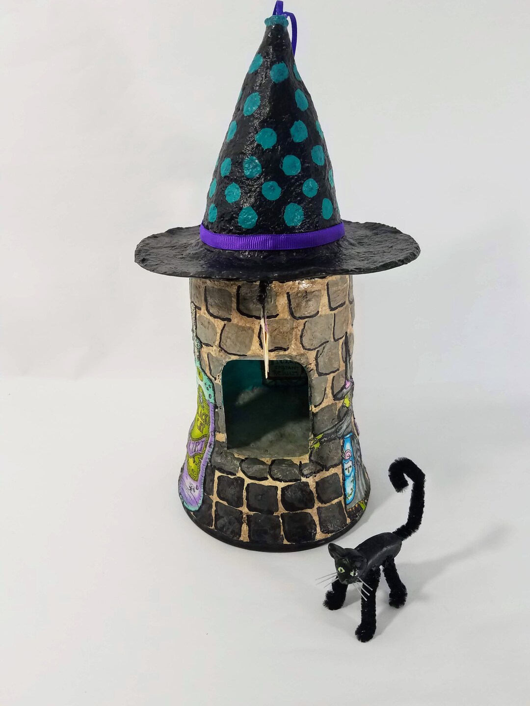 Halloween Decor, Witches Hat House, Black Cat Castle of Magic, Love ...