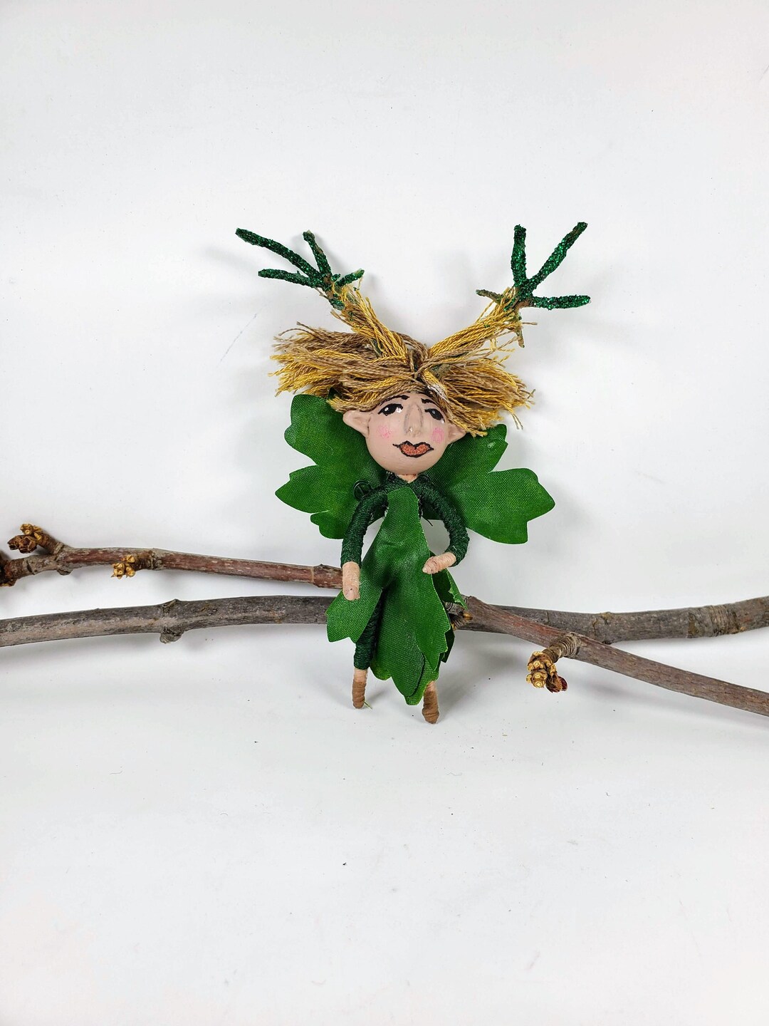 Green Elf Bendy Doll, 4 of Whimsy With Glimmering Antlers. Little but ...