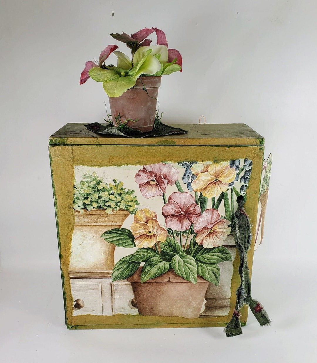 Seed Saver Flower Cabinet. Cigar Box Art, 12" Tall. Table Top or Wall ...