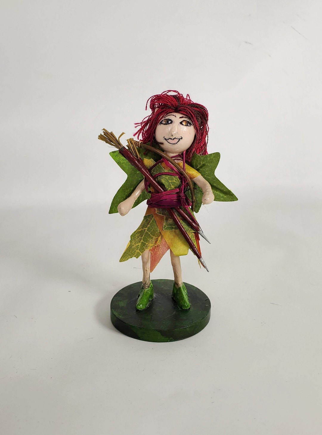 Fantasy Fairy Doll, 4" Tall Miniature, Narena is a Red Headed Warrior ...