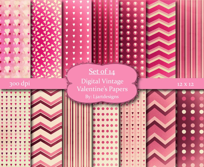 Valentine's Papers, Vintage, Valentine's Day, Scrapbooking, Supplies ...