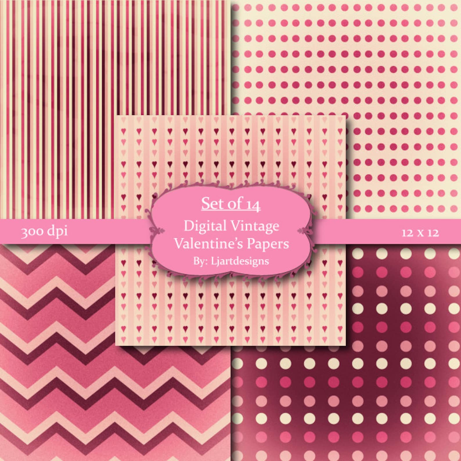 Valentine's Papers, Vintage, Valentine's Day, Scrapbooking, Supplies ...