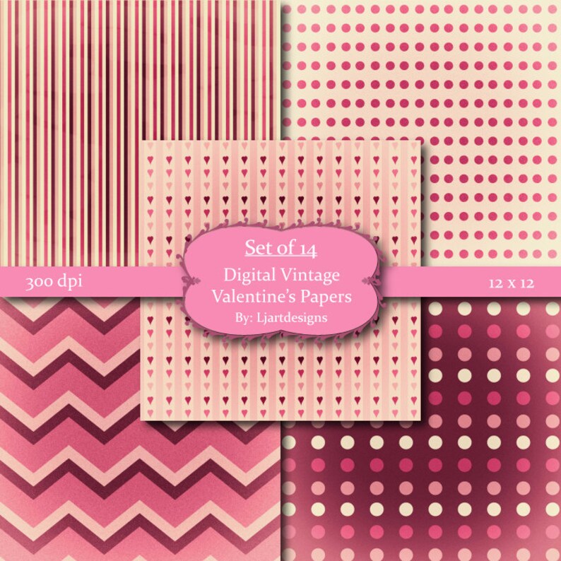 Valentine's Papers, Vintage, Valentine's Day, Scrapbooking, Supplies ...