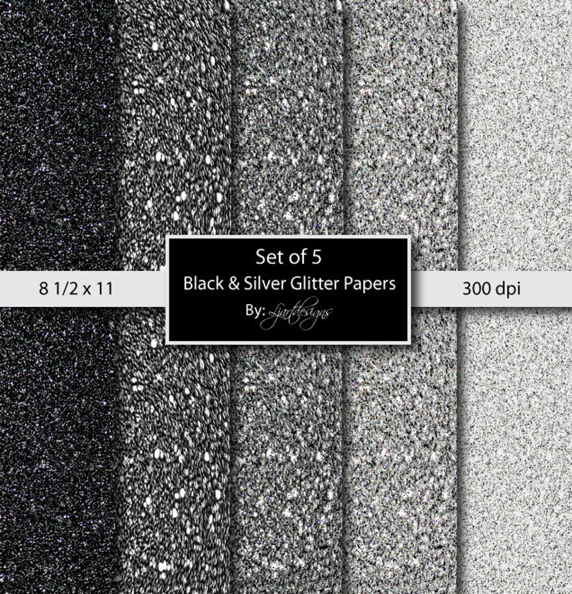 Digital Black & Silver Glitter Papers Scrapbooking Crafts - Etsy