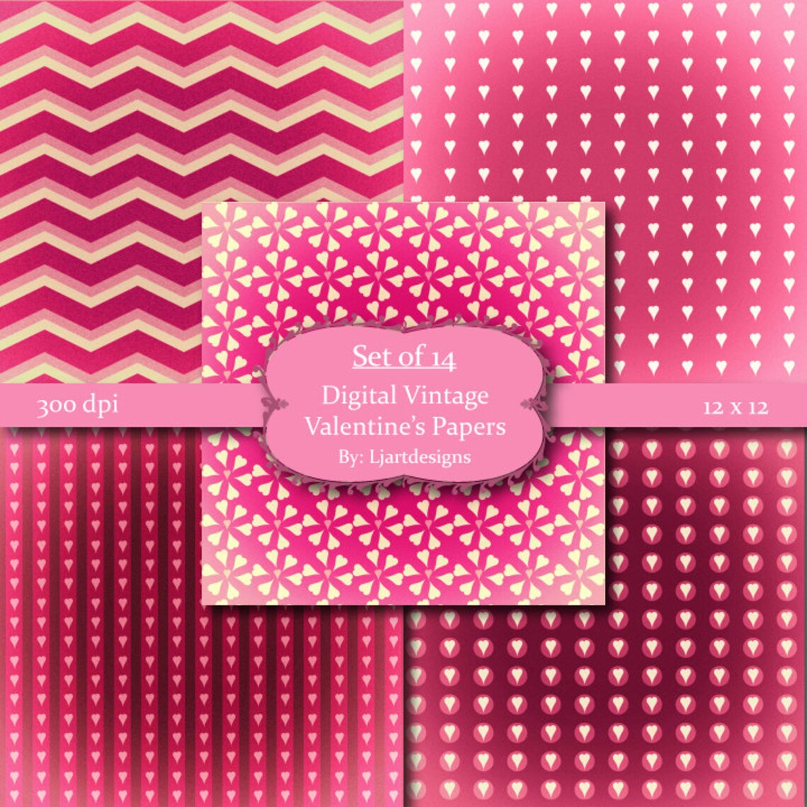 Valentine's Papers, Vintage, Valentine's Day, Scrapbooking, Supplies ...