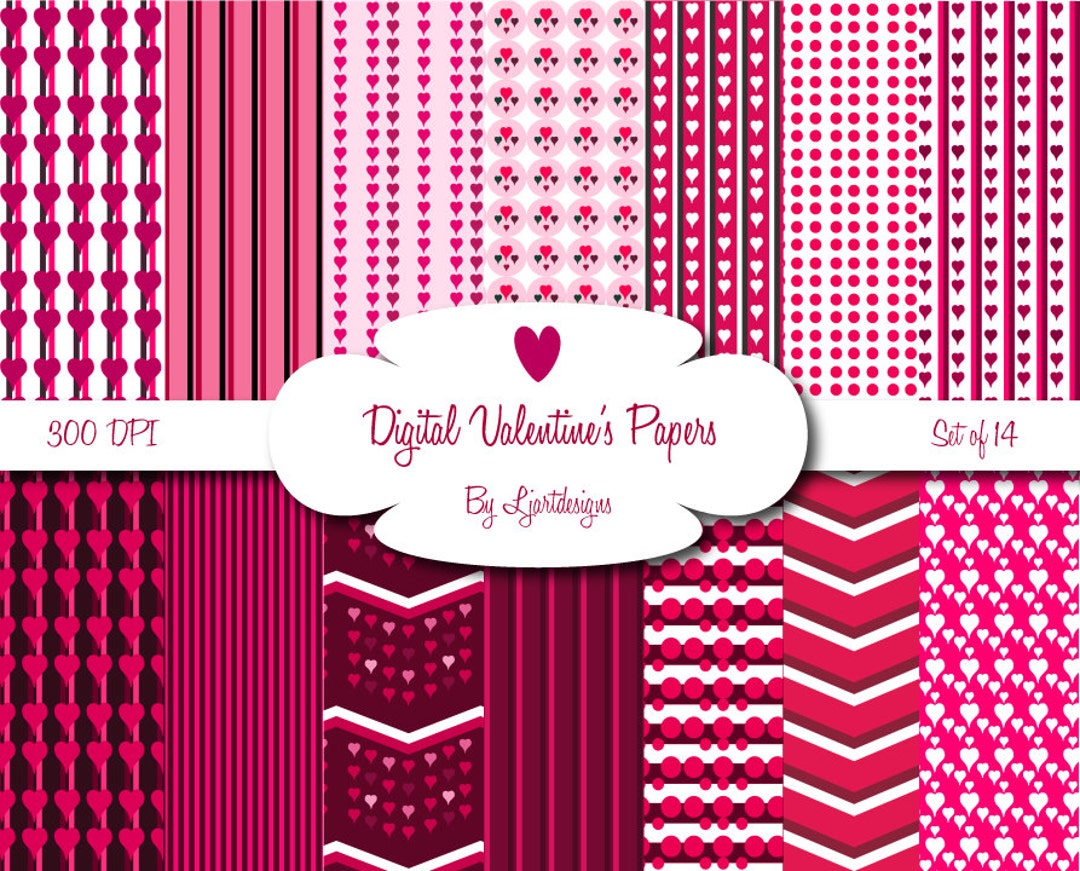 Digital Valentine's Papers, Hot Pink Papers, Scrapbooking, Crafts ...