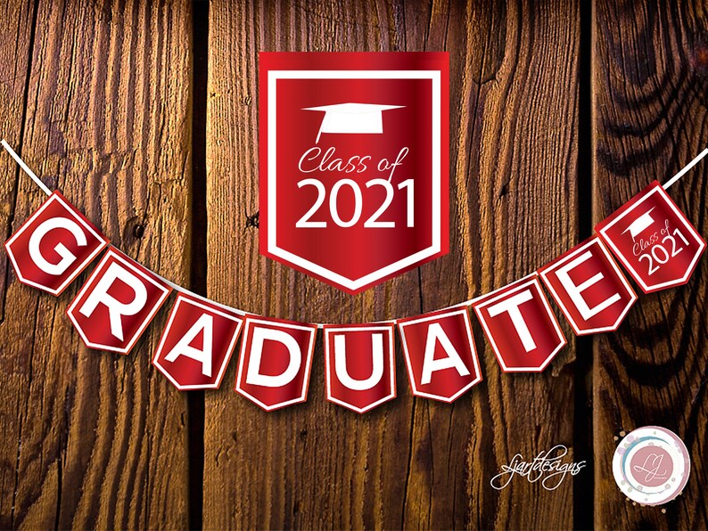 Red and White Graduation Banner Graduate Bunting Flags - Etsy