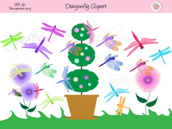 Dragonfly Clipart, Digital Clip Art, Scrapbooking, Bug Clipart, Topiary ...