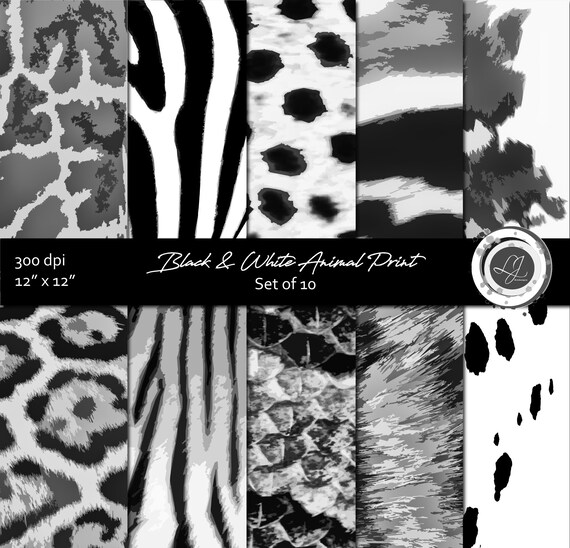 Digital Animal Prints, Black and White, Scrapbooking, Crafts, Supplies ...