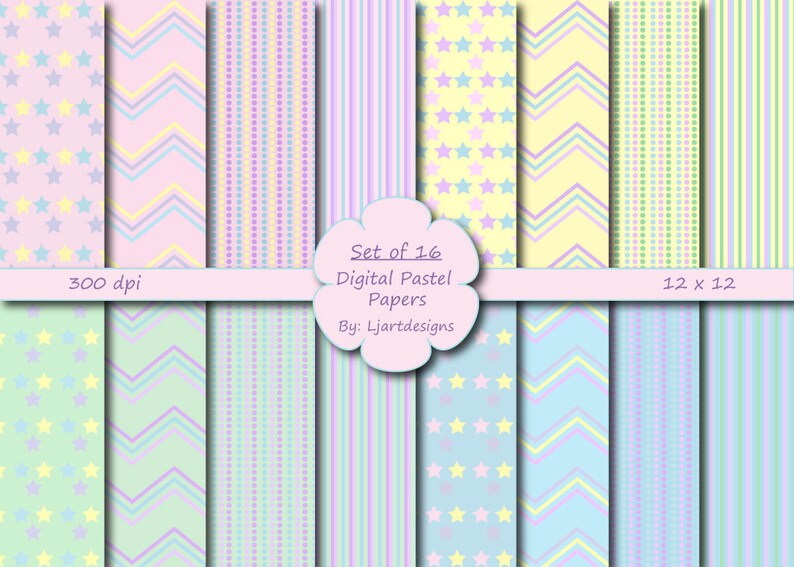 Sale 50% Off, Pastel Scrapbooking Papers, Baby, Digital, Crafts, Pink ...