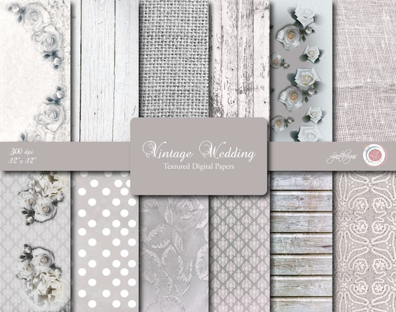 Wedding Papers, White Wood, Rustic, Vintage, Floral, Scrapbooking ...