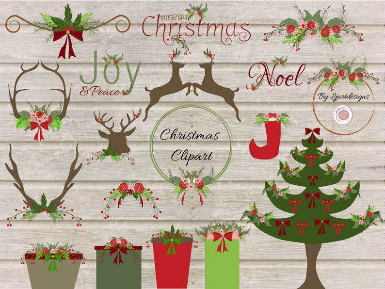 Christmas Clipartantlers Floral Deer Christmas - Etsy