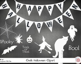 Halloween Chalkboard Clipart - Etsy